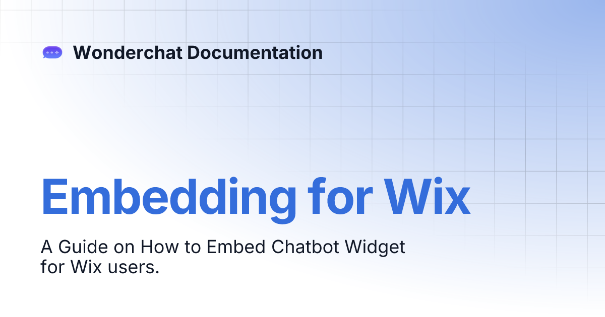 Embedding for Wix | Wonderchat Documentation
